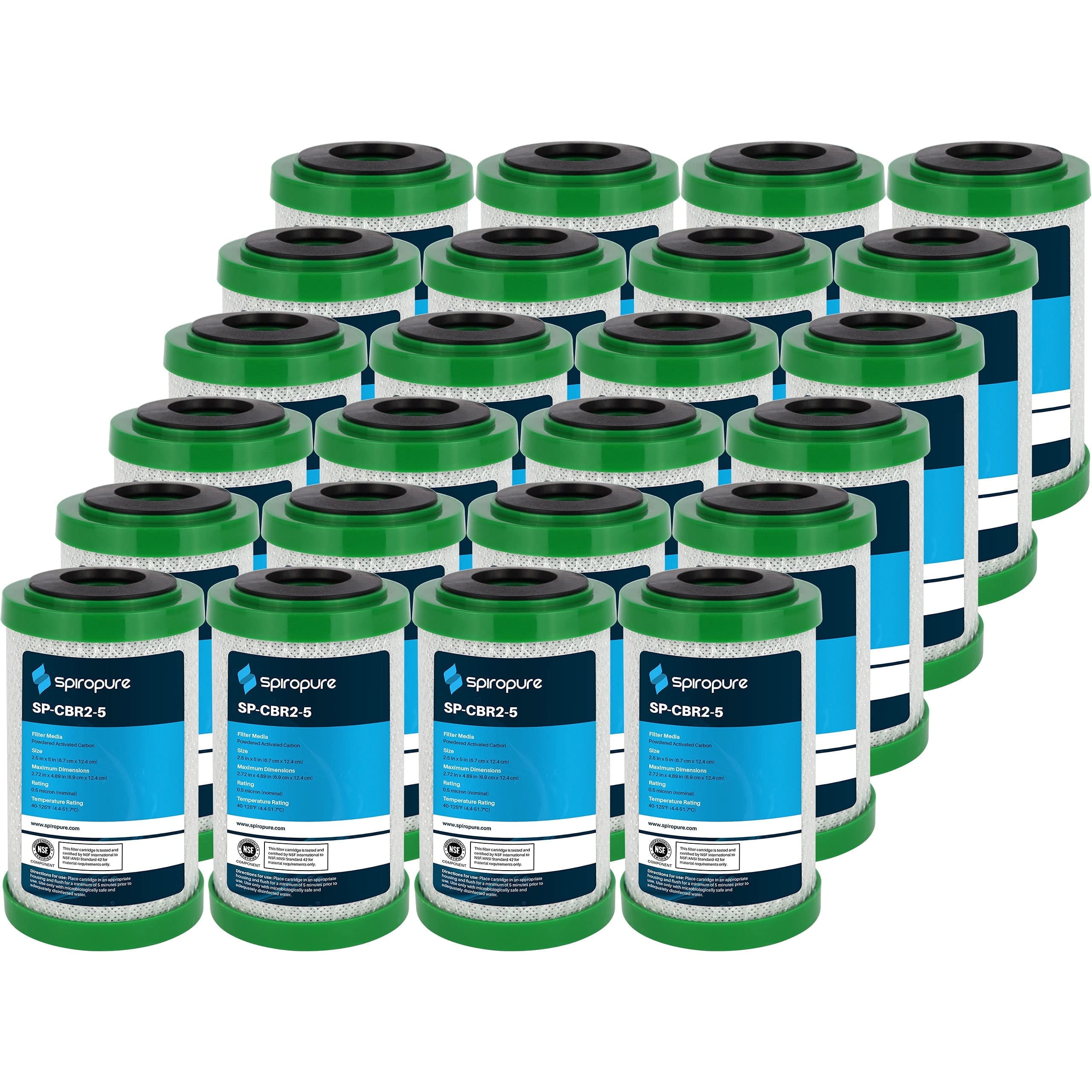SpiroPure SP-CBR2-5 5x2.5 0.5 Micron NSF Certified Coconut Shell Carbon ...