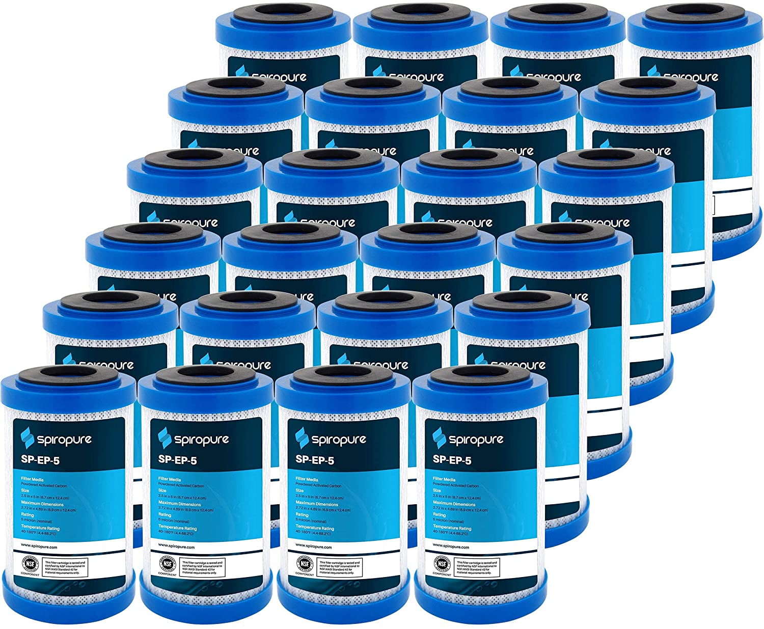 SpiroPure SP-EP-5 5x2.5 5 Micron NSF Certified Coconut Shell Carbon ...
