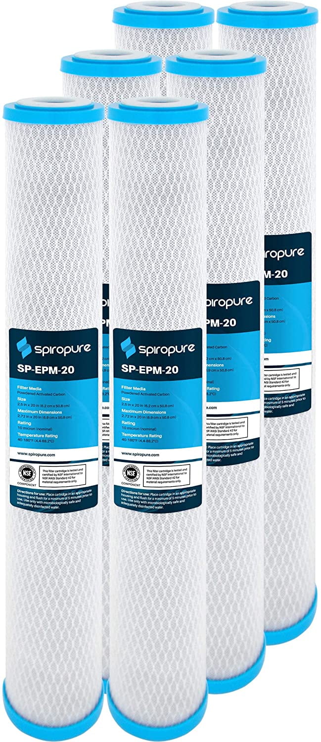 SpiroPure SP-EPM-20 20x2.5 10 Micron NSF Certified Coconut Shell Carbon ...
