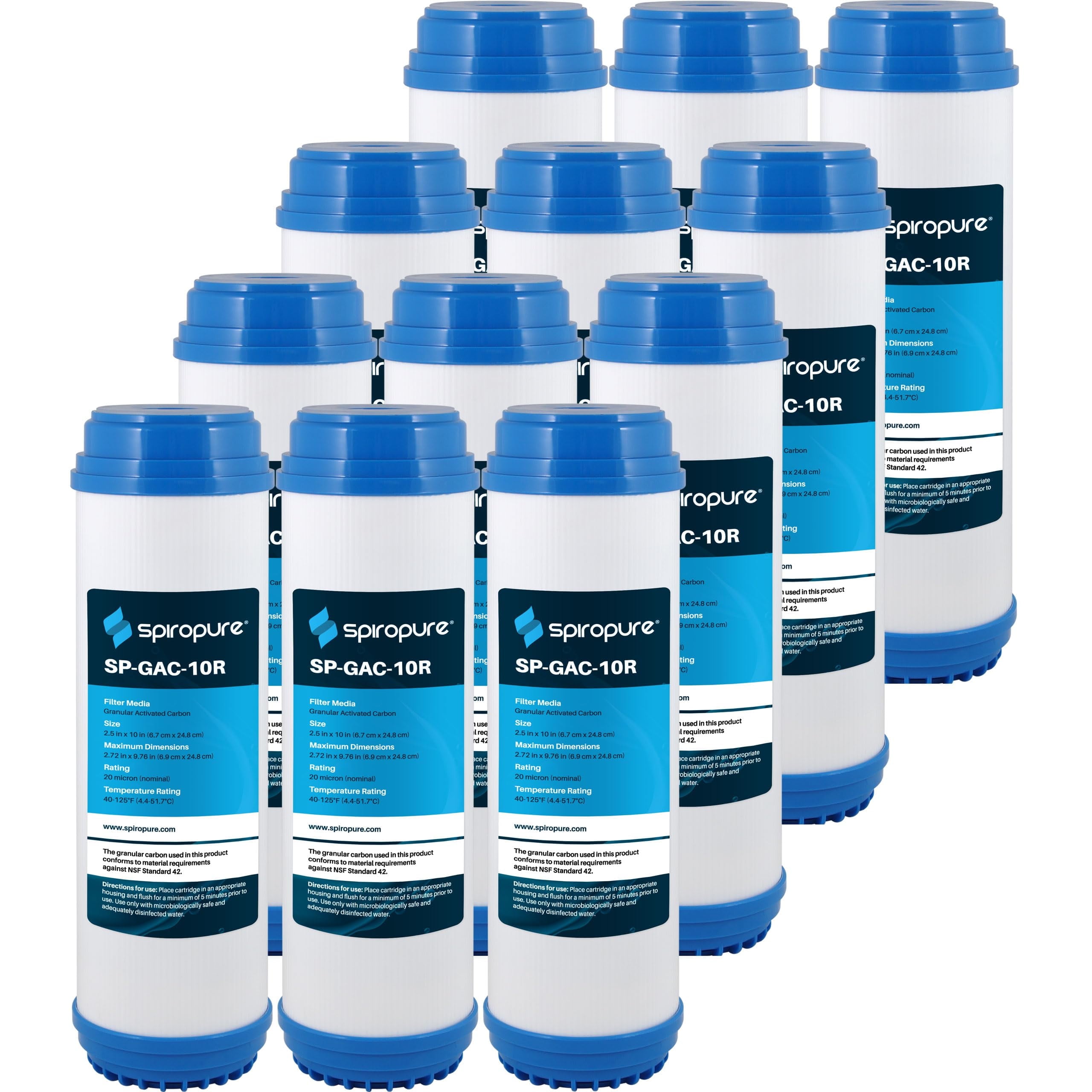 SpiroPure SP-GAC-10R 10x2.5 20 Micron Coconut Shell Granular Activated ...