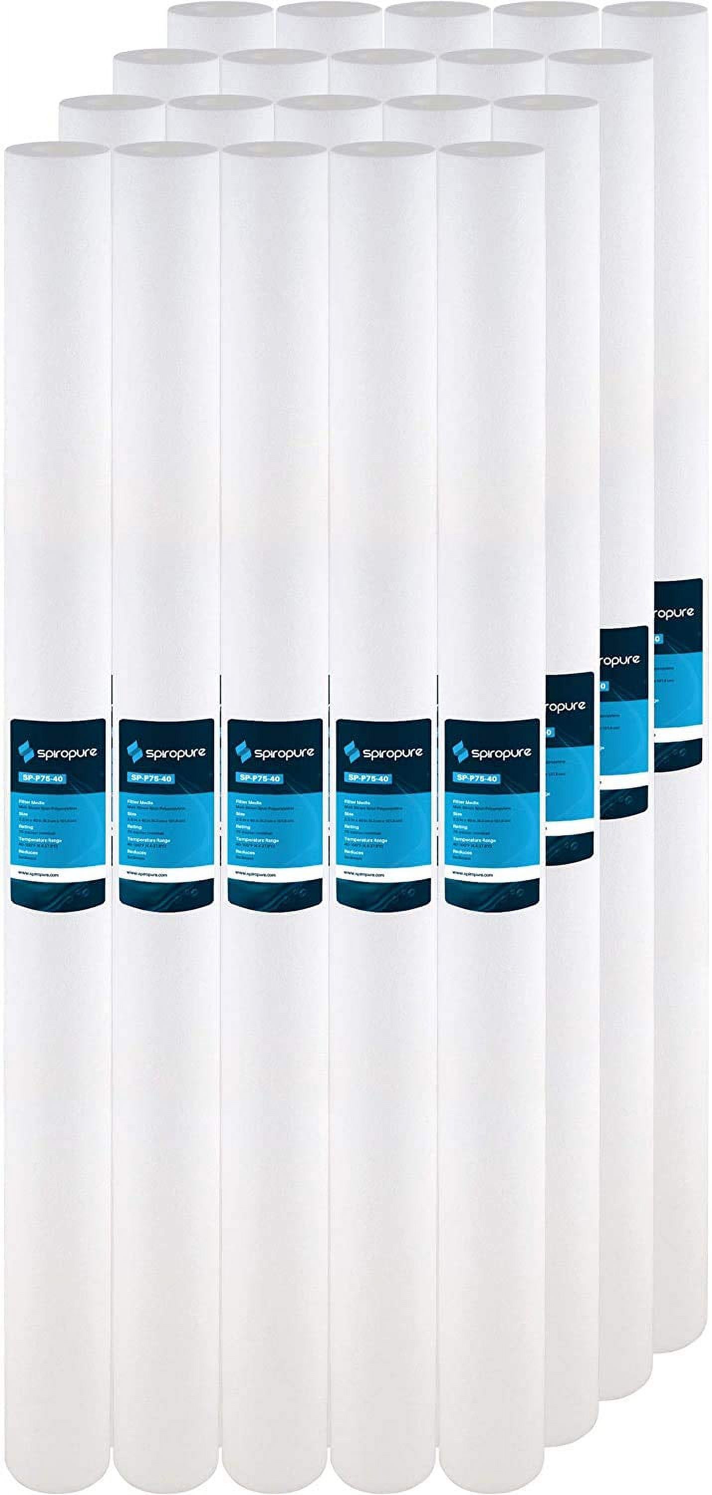 SpiroPure SP-P75-40 40x2.5 75 Micron Spun Melt-Blown Polypropylene Sediment Water Filter ...