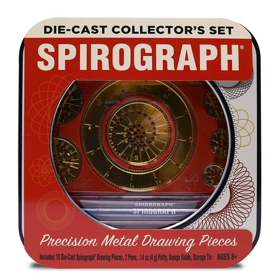 Spirograph Diecast Collector's Tin w/ Precision Metal Drawing Pieces ...