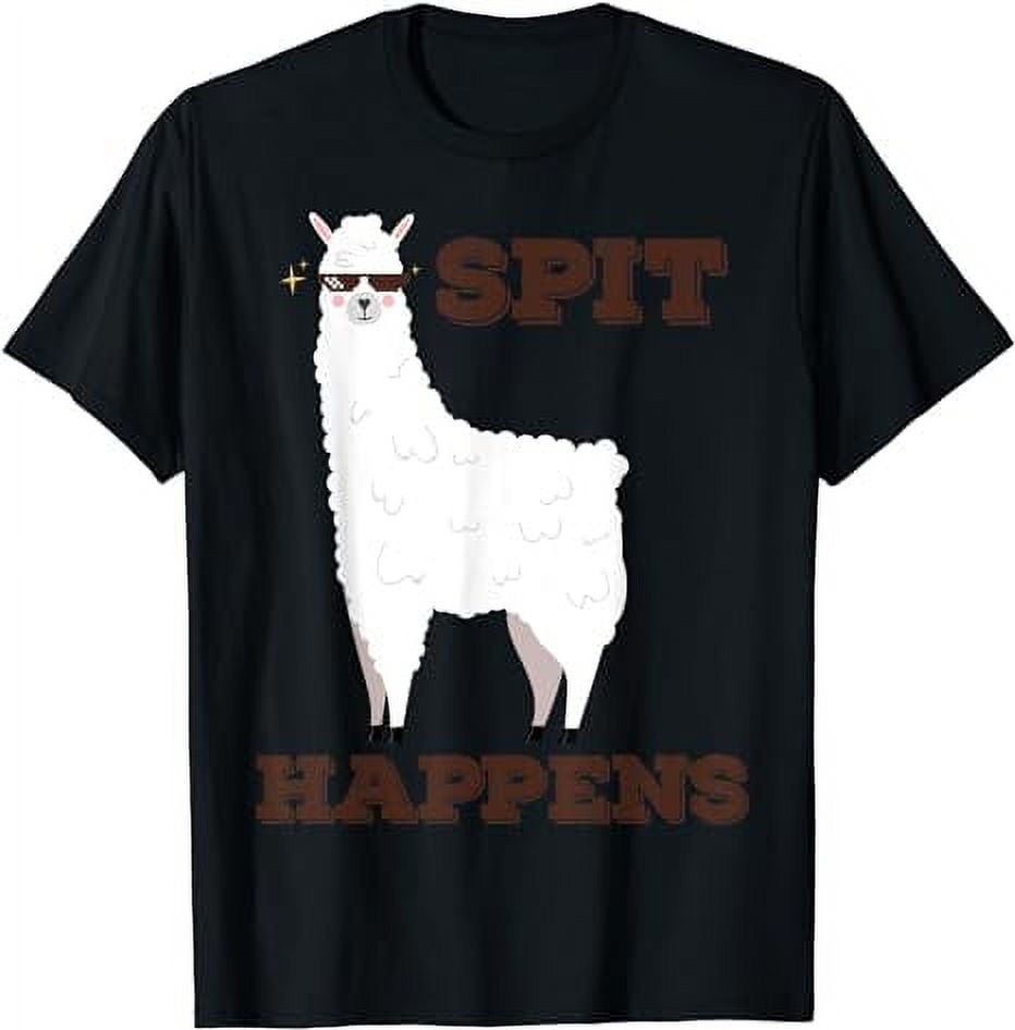 Spit Happens Funny Llama TShirt Cool Llama Alpaca Lover Tee - Walmart.com