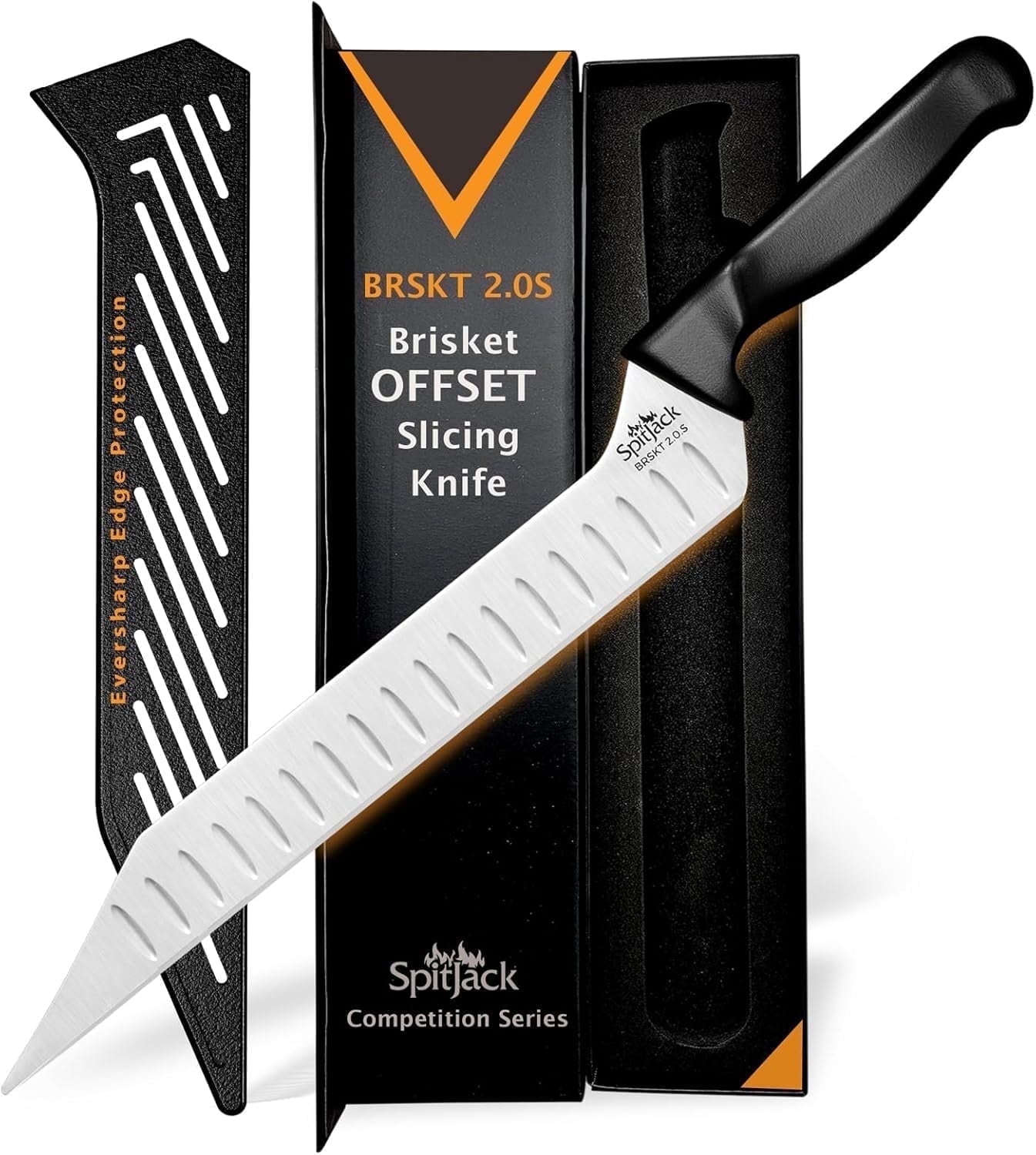 SpitJack Offset Brisket Carving Knife 12-inch Granton Blade Non-Slip ...