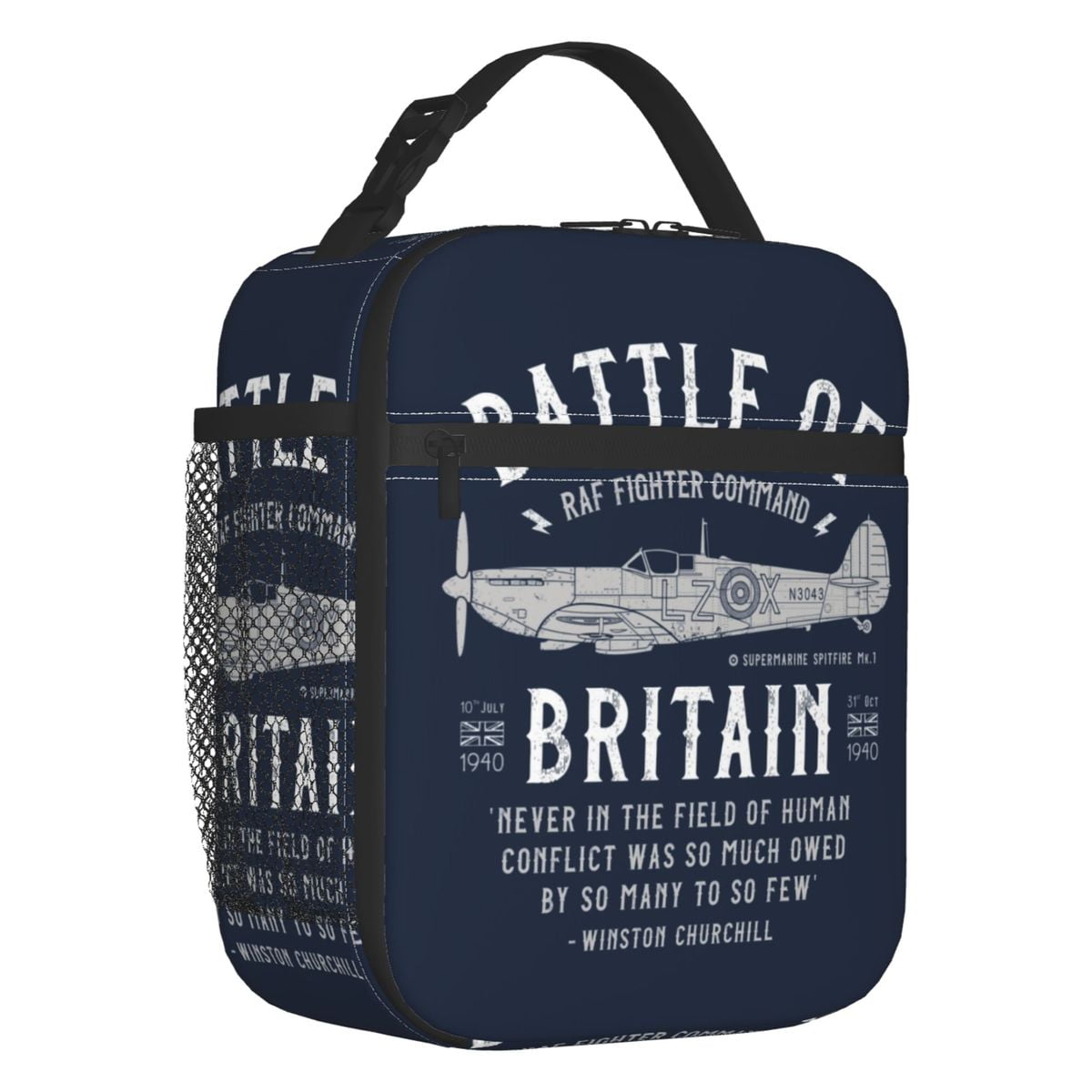 Spitfire Blueprint Insulated Lunch Tote Bag Fighter Pilot Aircraft ...