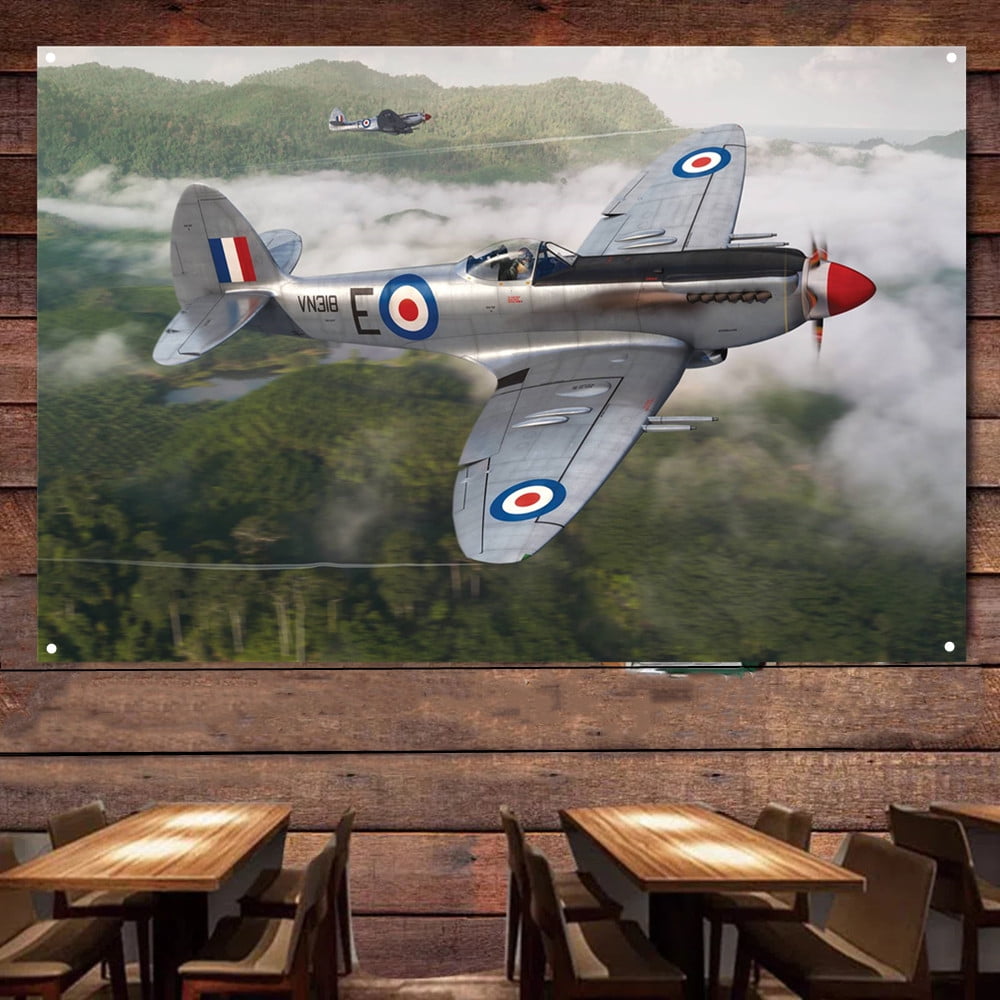Spitfire F.Mk.24 Fighter Jet Poster Wall Banner & Flag Air Force ...