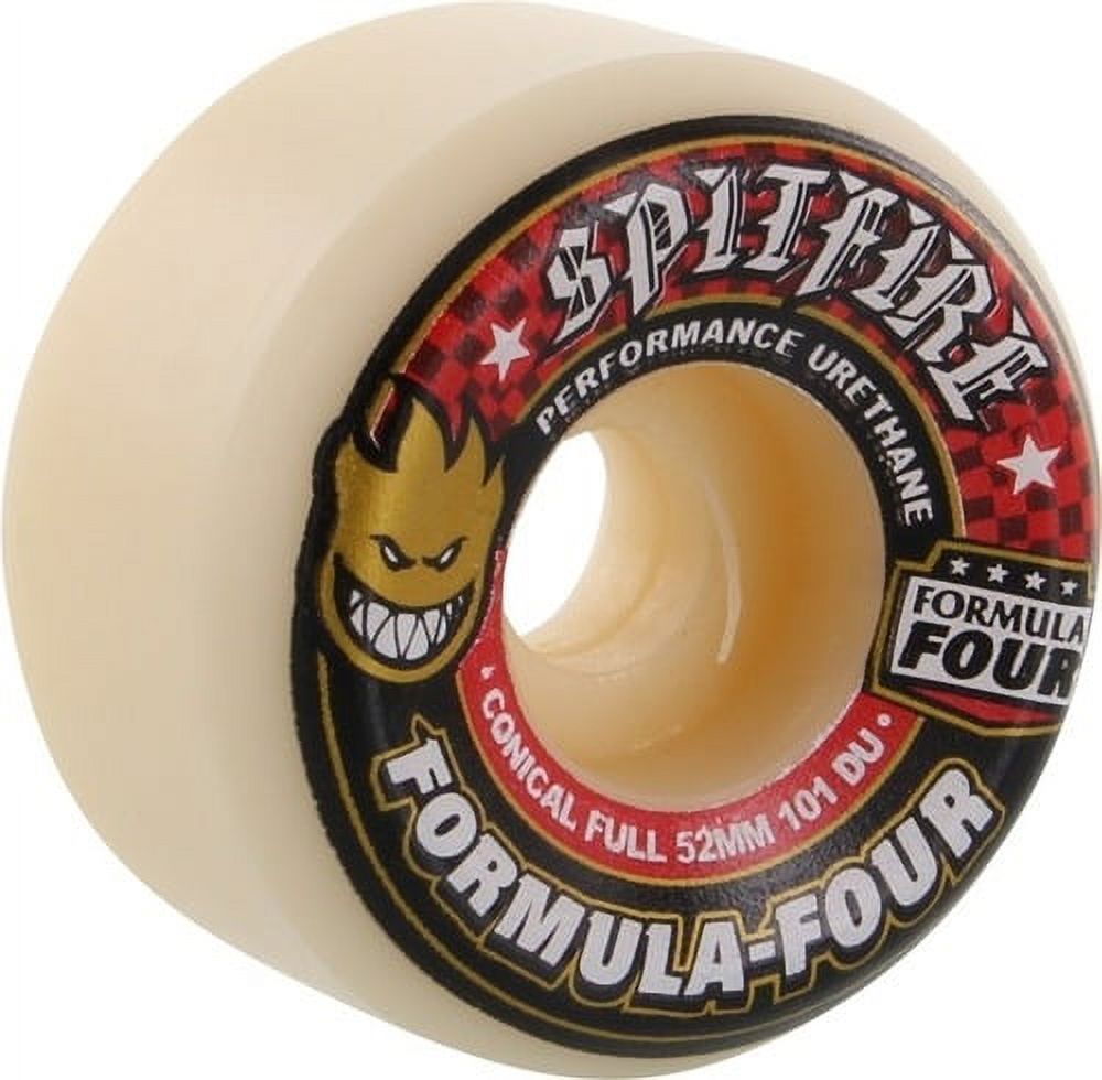 Spitfire F4 Conical Full Wheels Set White Red 56mm/101d - Walmart.com
