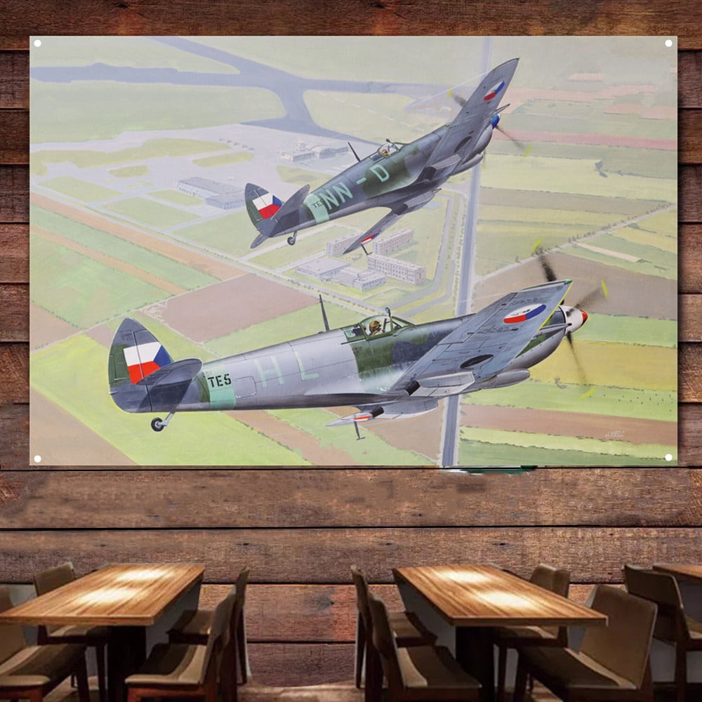 Spitfire LF Mk.IXe Fighter Jet Wall Art Poster Print Wall Decor Banner ...