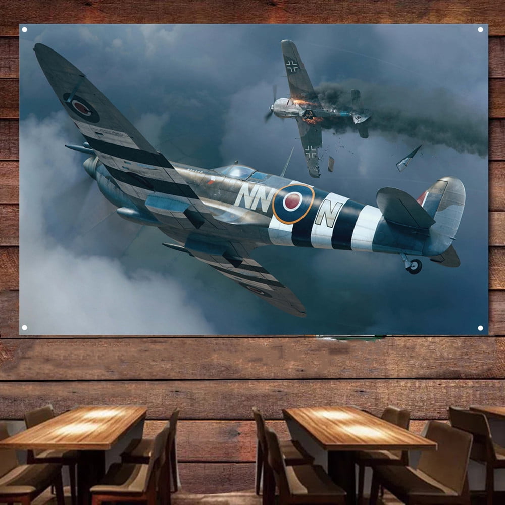 Spitfire Mk.IXc Fighter Jet Wall Art Poster Print Wall Decor Banner ...