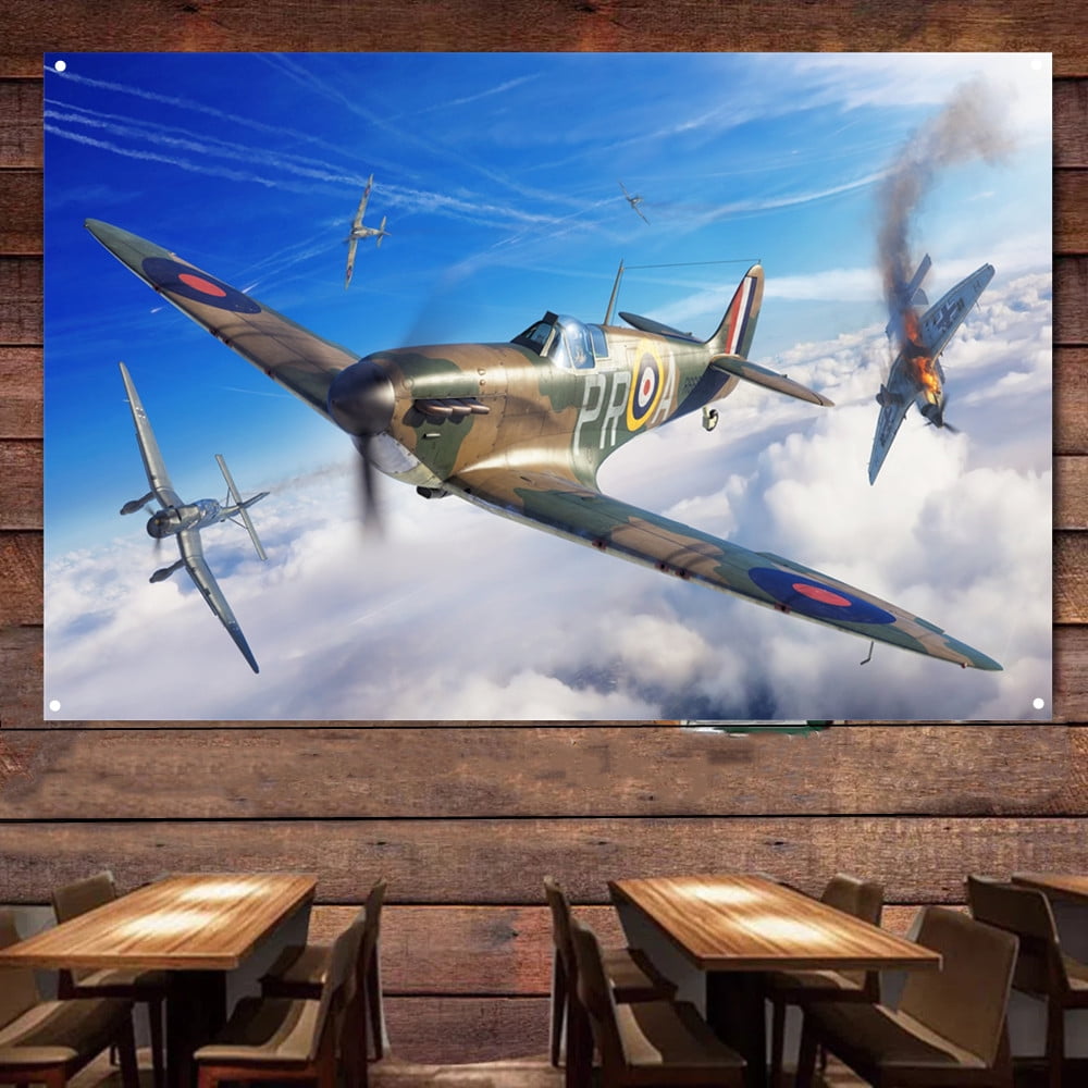 Spitfire Mk.Ia Attack Aircraft Fighter Posters and Prints Canvas Painting - Air Force Military ...
