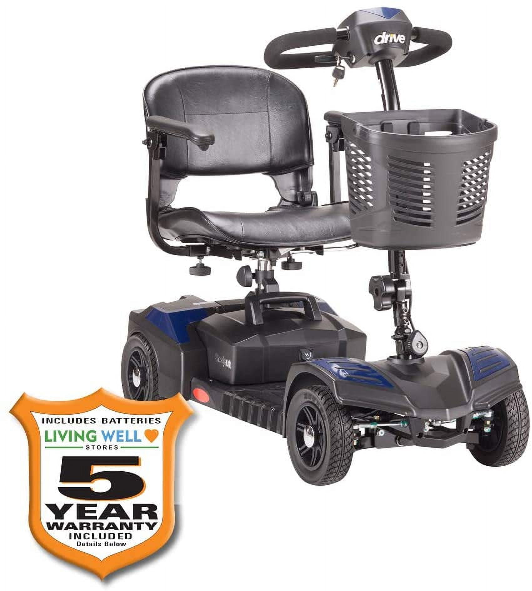 Drive Medical Spitfire Scout 4-EXT, 4 Wheel Scooter, 15 Mile Range, 20 ...