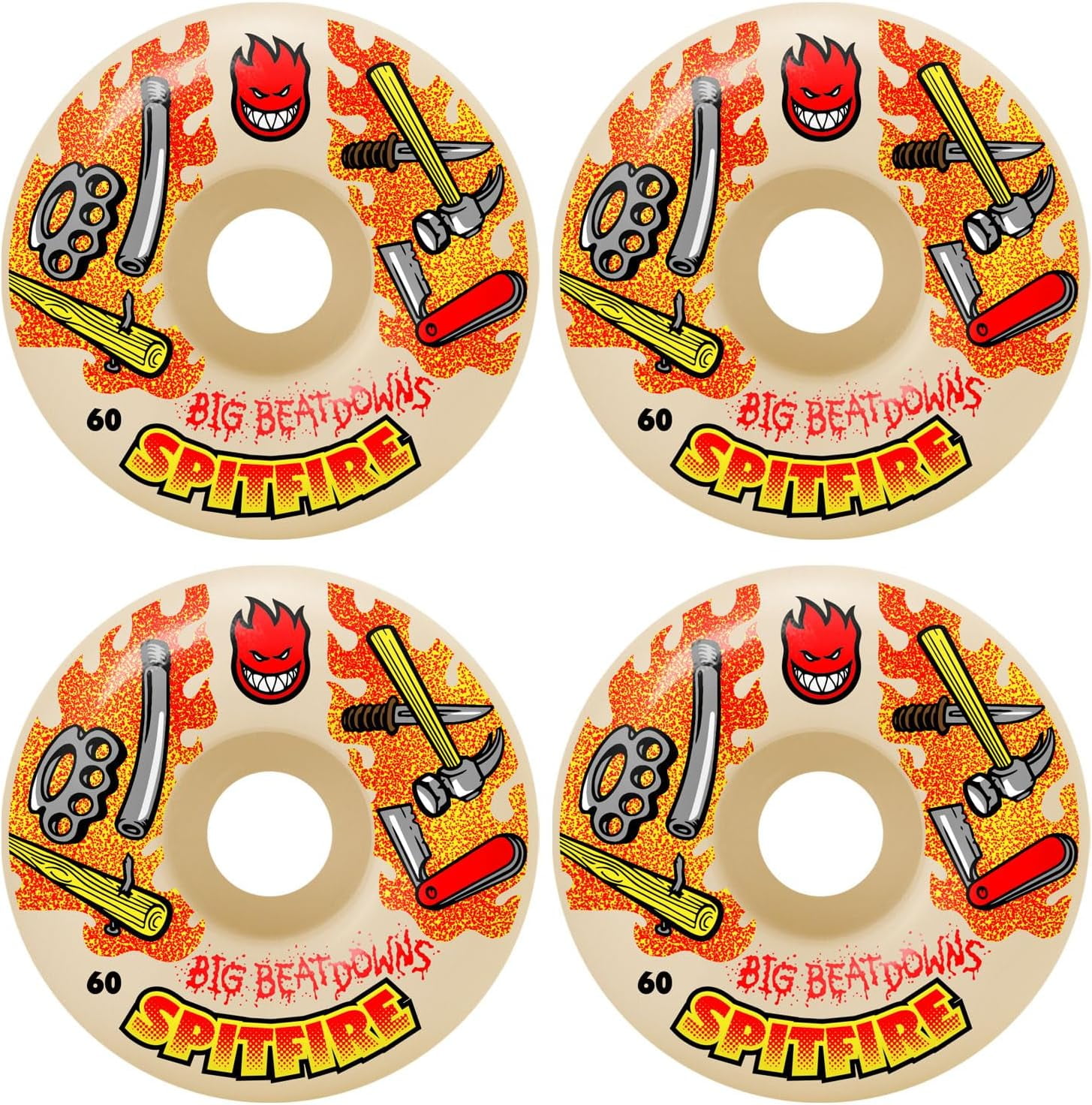 Spitfire Skateboard Wheels 60mm F4 99A Big Beatdowns Classics Natural ...