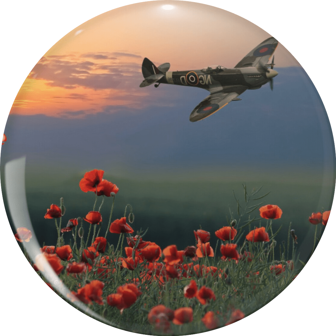 Spitfire Sunset Poppy Field Pin Lapel Pin Brooch Steel Pins Badge 0.75 ...