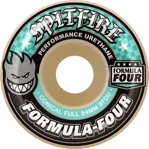 Spitfire Wheels Formula Four Conical Full White / Turquoise Skateboard ...
