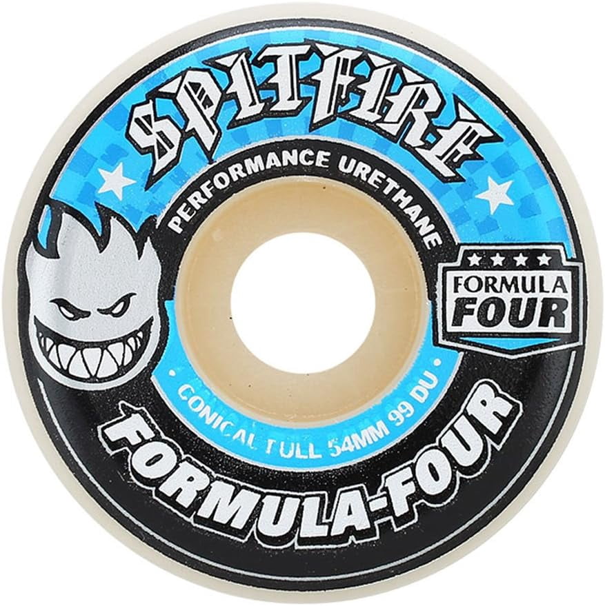 Spitfire Wheels Formula Four Conical Full White w/Blue Skateboard ...