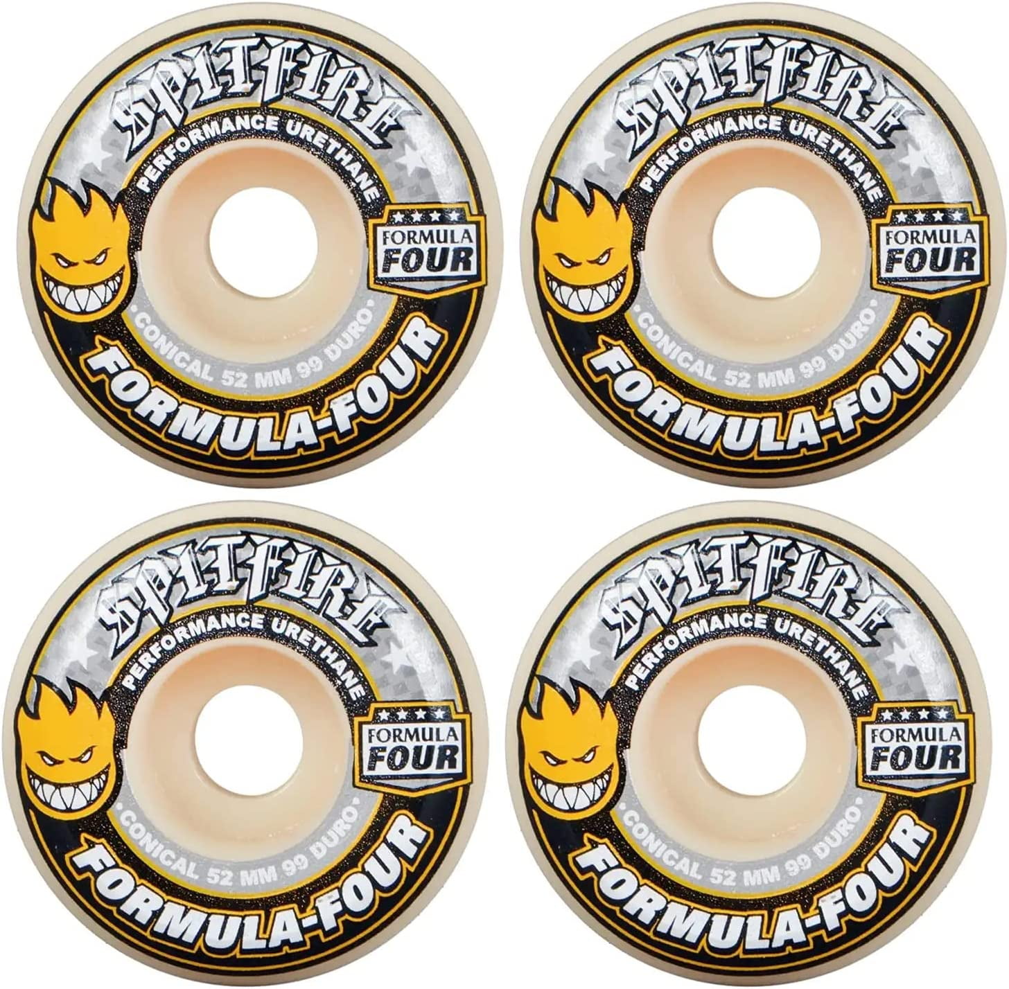 Spitfire Wheels Spitfire Skateboard Wheels 54mm F4 99A Conical Yellow ...