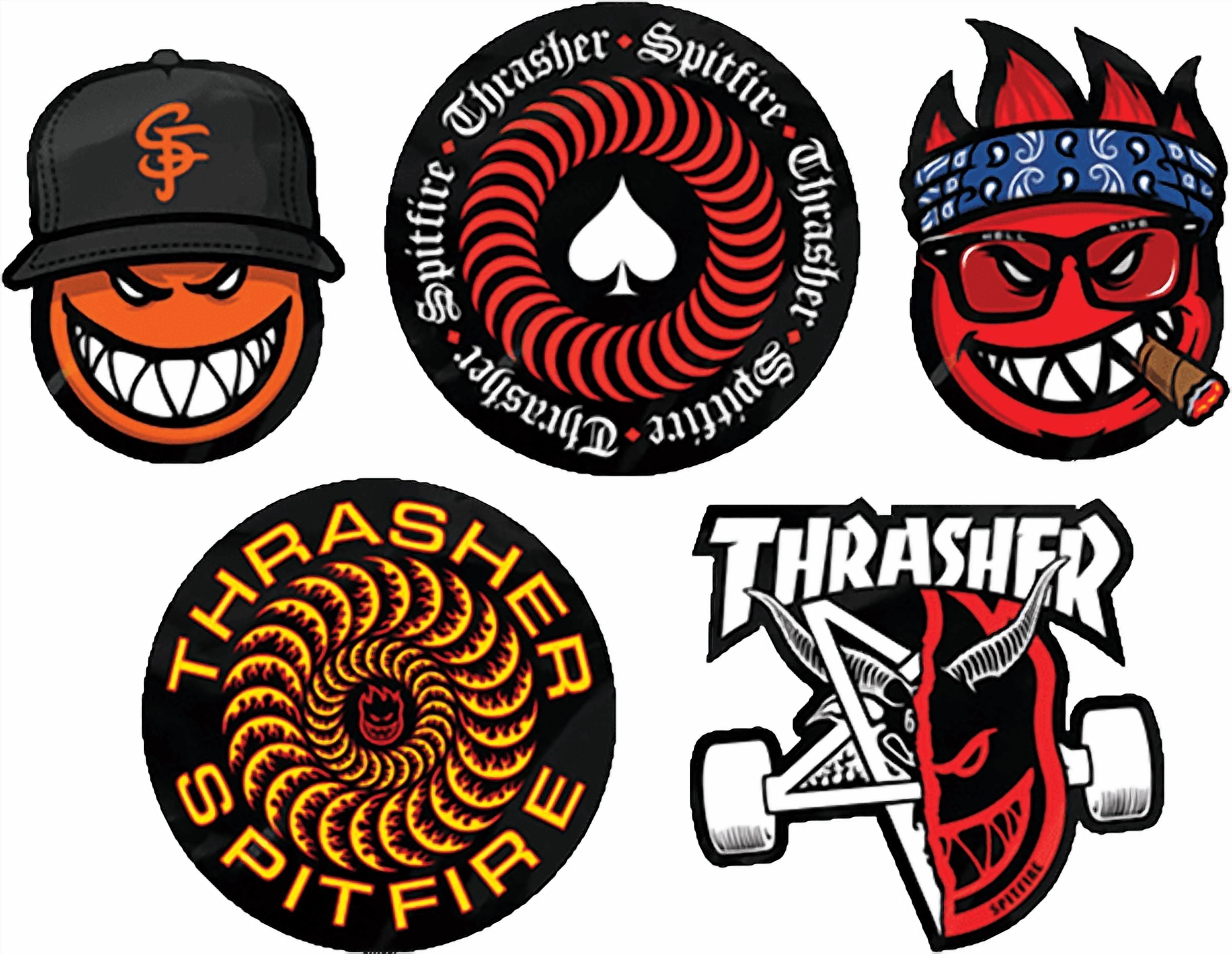 Spitfire X Thrasher 5/Pk Asst.Stickers Pack - Walmart.com