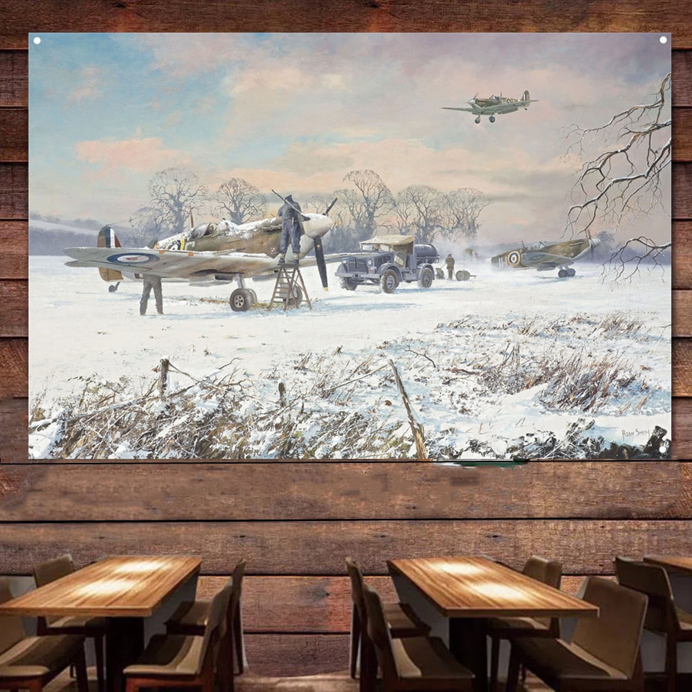 Spitfires prepare to take off Fighter Jet Banner & Flag - 38" x 57 ...