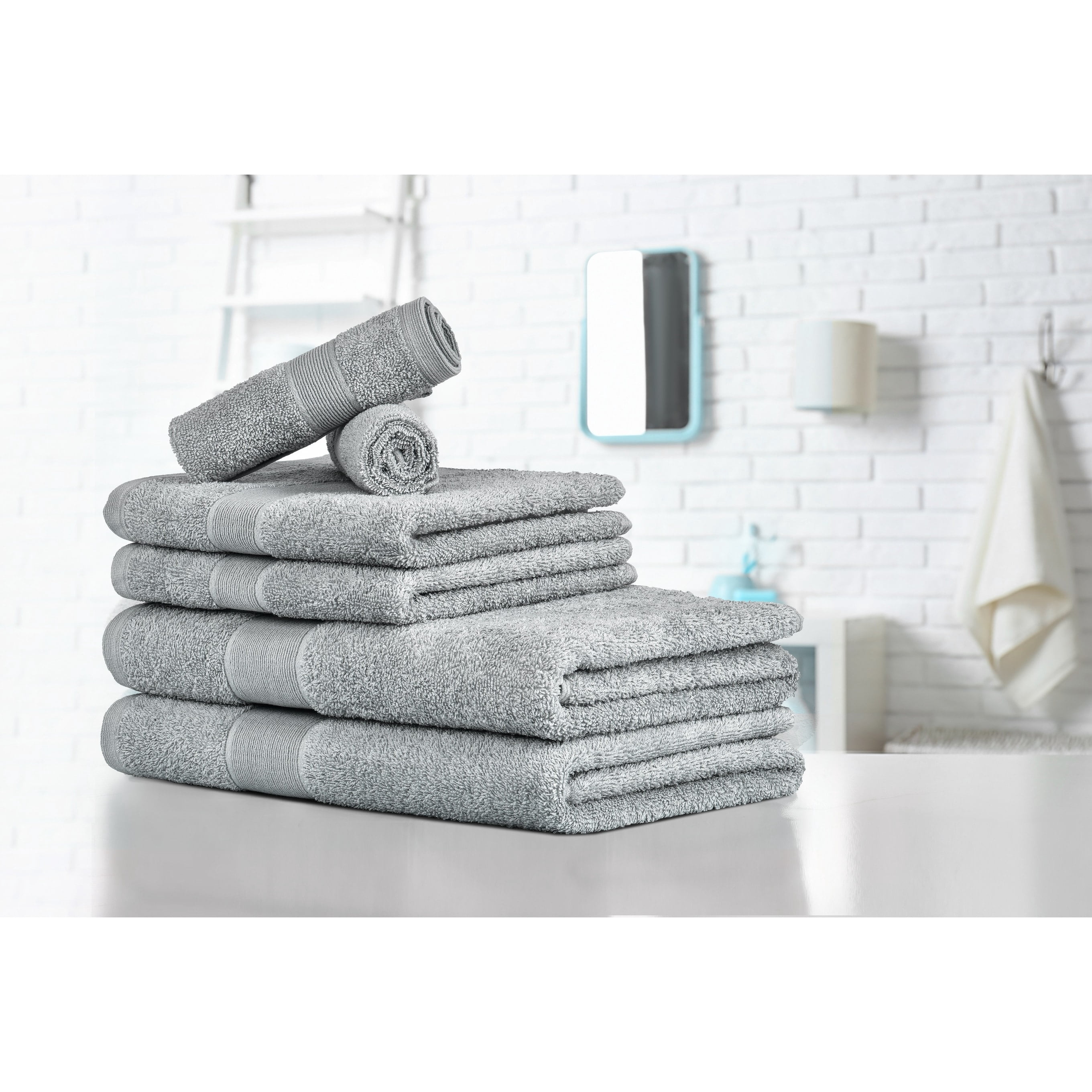 Spitiko Homes 100 Percent Cotton Towel Set -Single Ply carded 6 Pieces ...