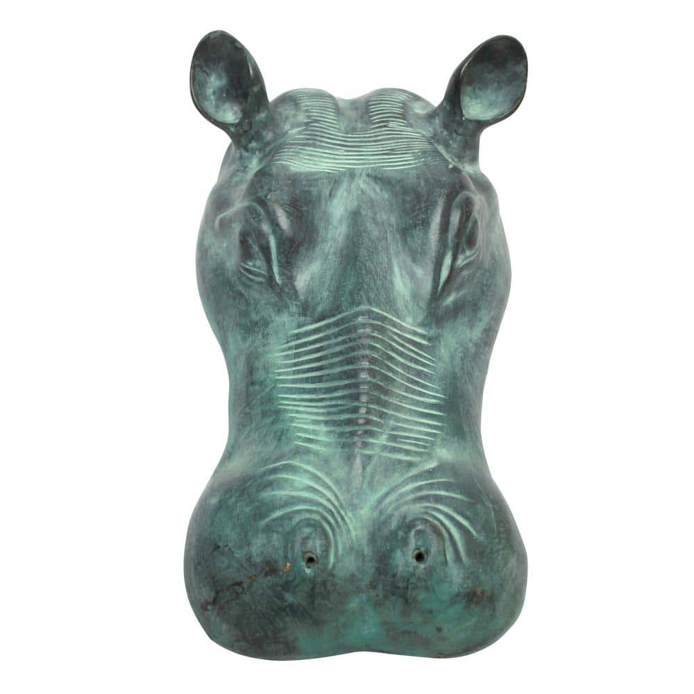 Spitting Hippo Head Cast Bronze Piped Spitting Statue - Walmart.com
