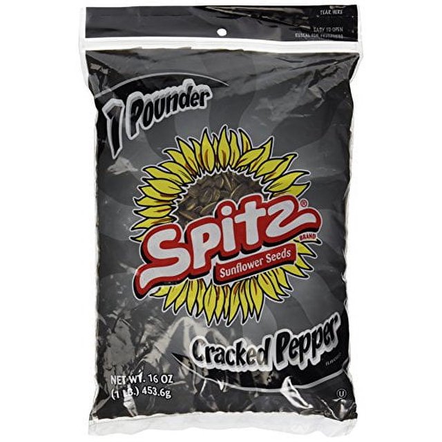 Spitz Cracked Pepper Flavor Sunflower Seeds, 1 Pound Bag (Pack of 2 ...