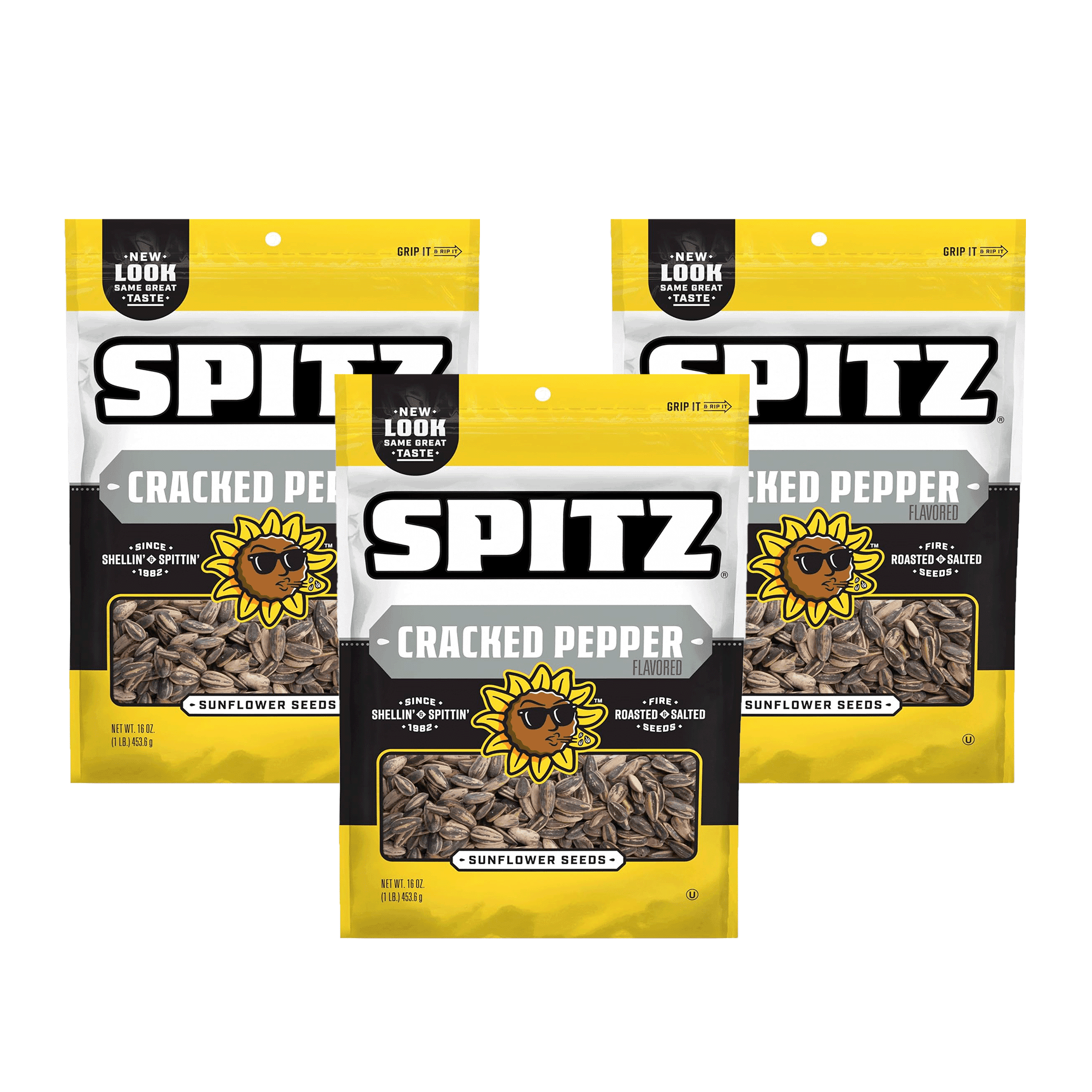 Spitz Cracked Pepper Sunflower Seeds, 16 oz (Pack of 3) – Roasted ...