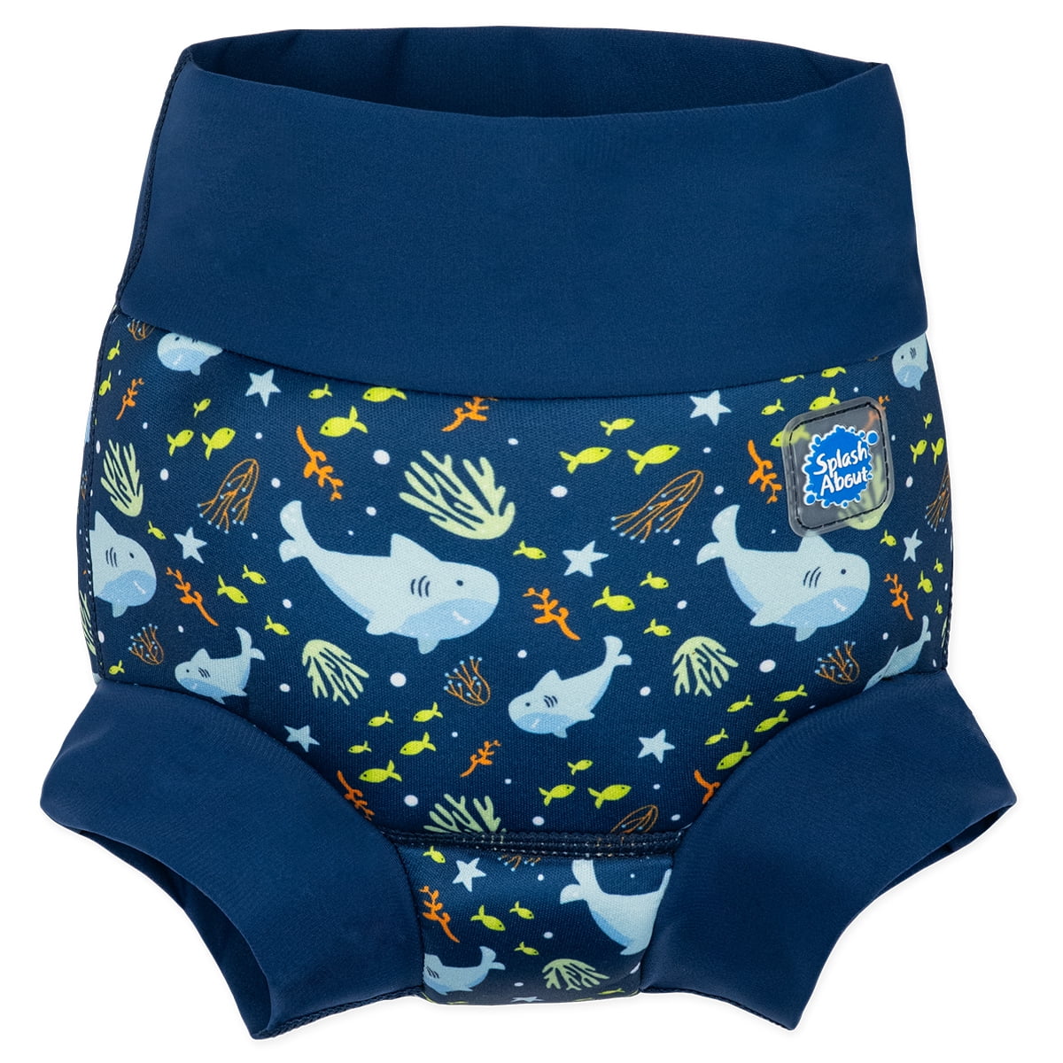 Splash About Boy's Happy Nappy Reusable Swim Diaper, Shark Reef, 6-12 ...