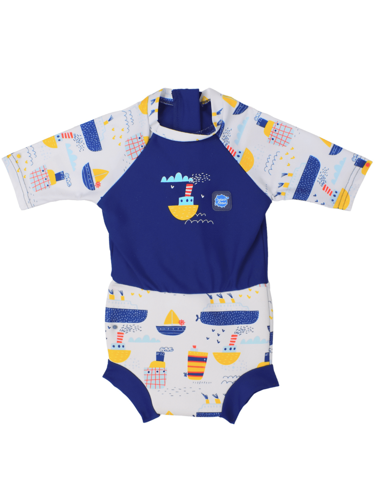 Splash About Happy Nappy Sunsuit with Swim Diaper, Tug Boats, 6-12 ...