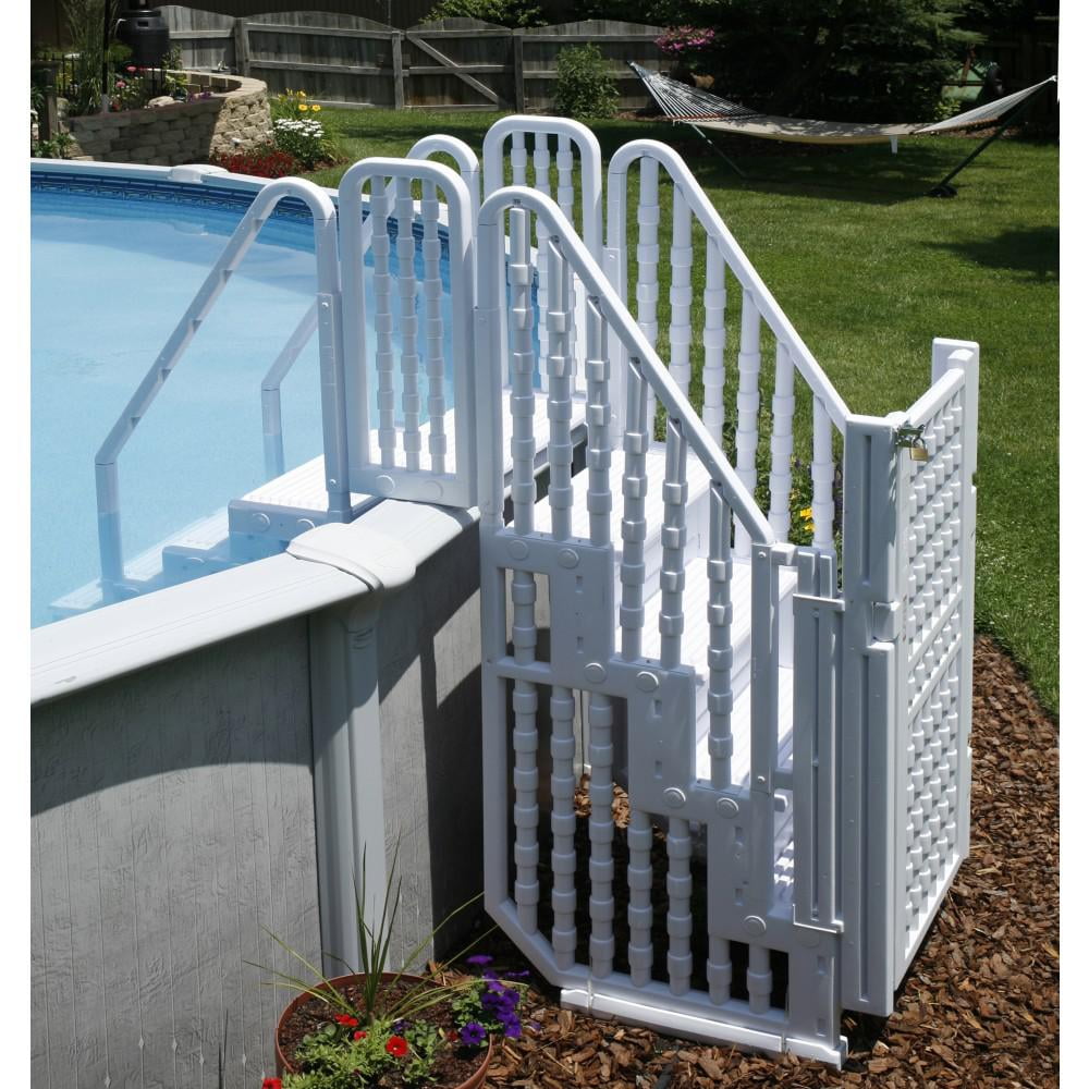 Blue Wave Splash Above Ground Pool 4-Step Entry System with Gate and ...