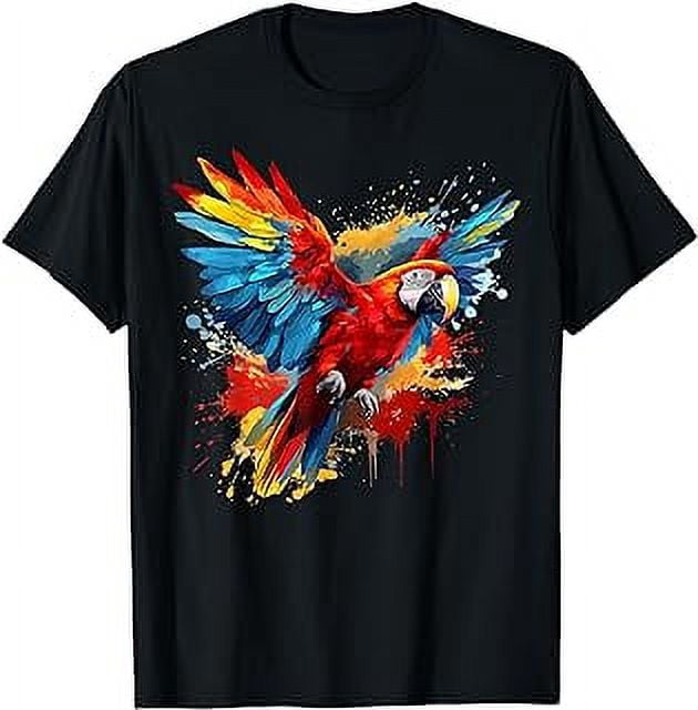 Splash Art Scarlet Macaw Parrot Lover Colorful T-Shirt - Walmart.com