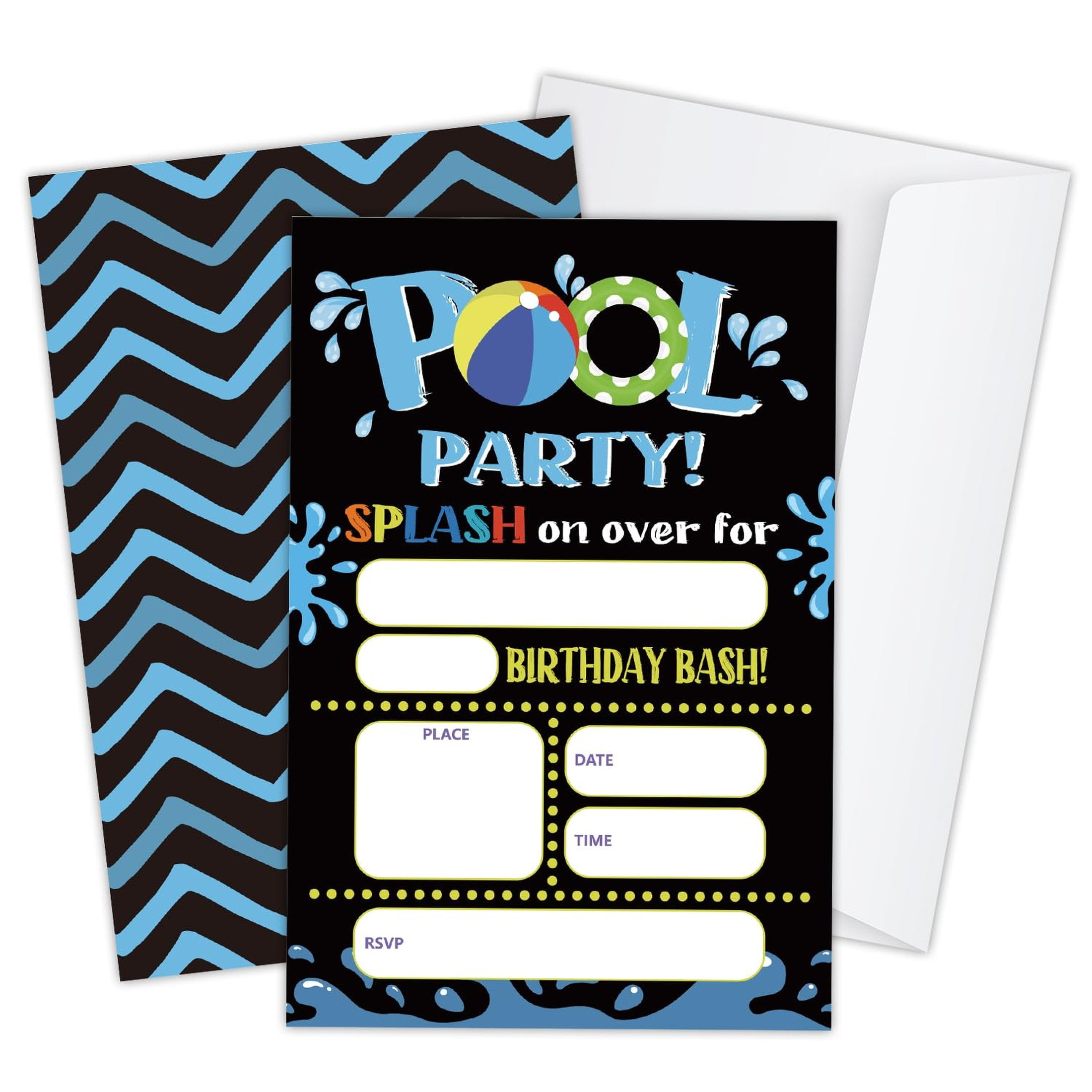 Splash Bash Pool Party Invites - Fun and Colorful Birthday Celebration ...