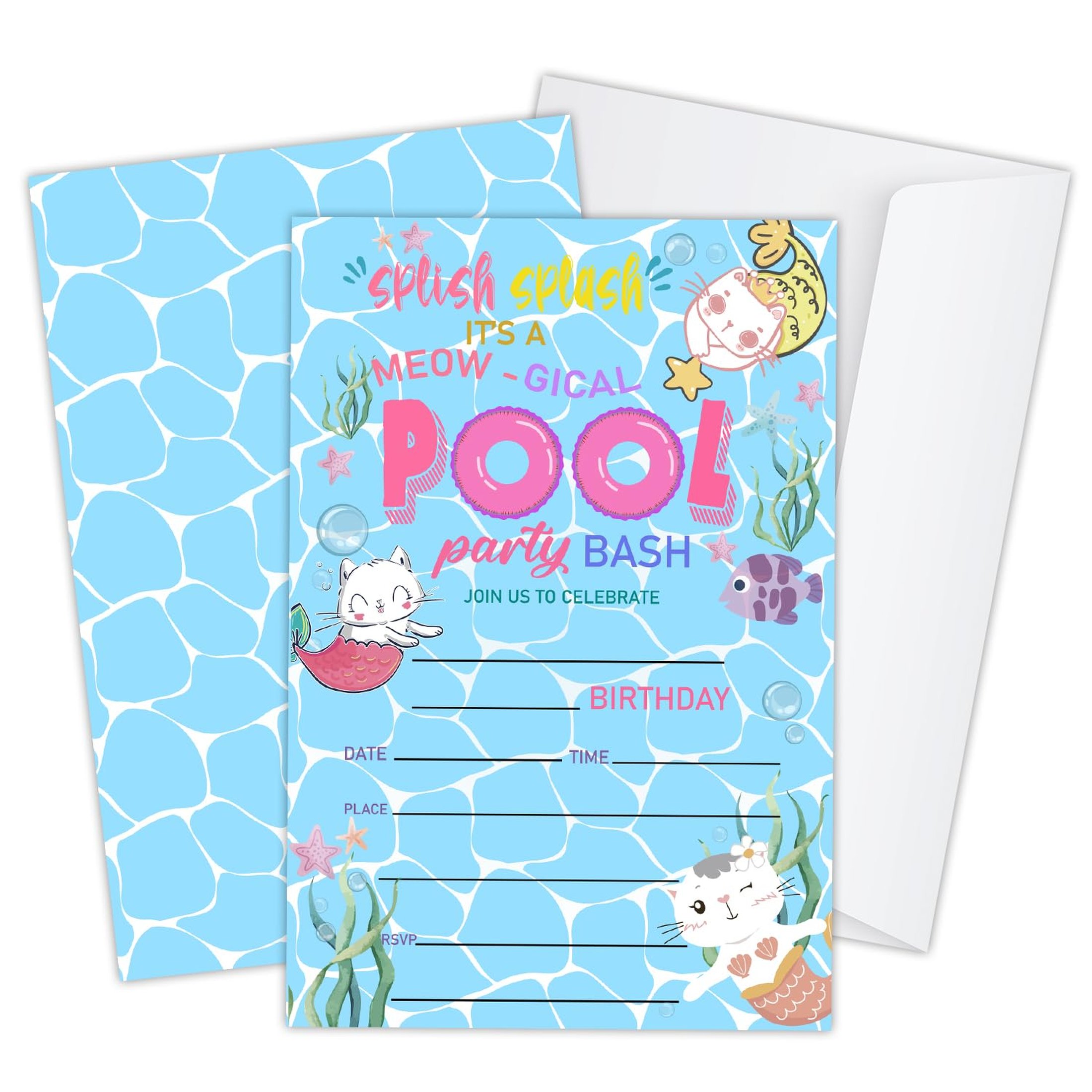 Splash Bash Pool Party Invites - Fun and Colorful Birthday Celebration ...