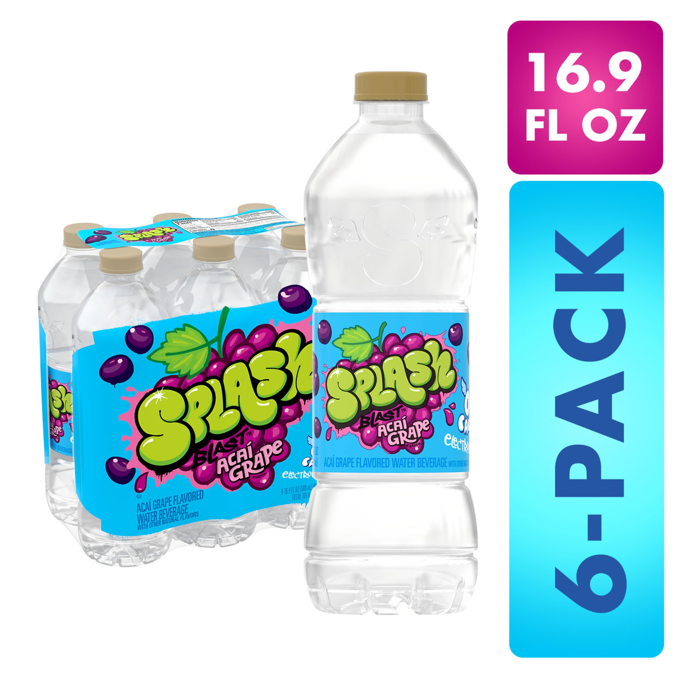Splash Fizz, Black Cherry Flavor Sparkling Water Beverage, 20 Fl Oz Plastic Bottles (12 Count ...