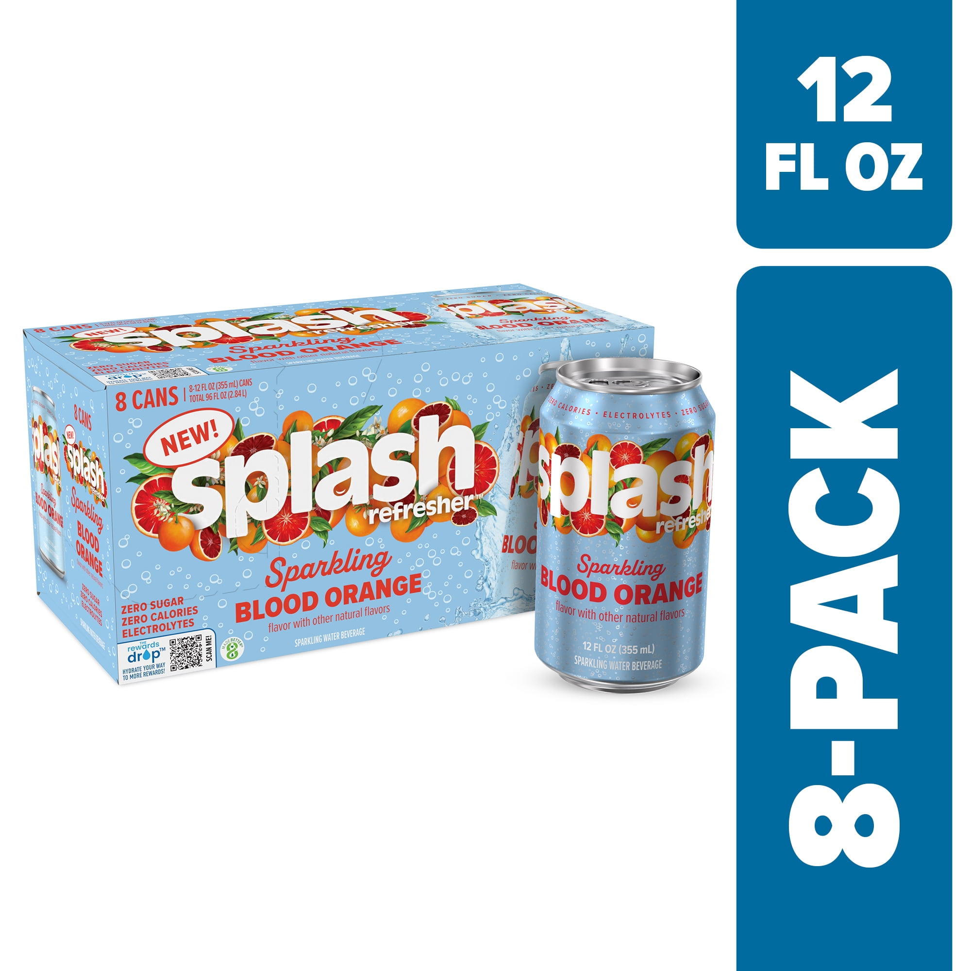 Splash Blood Orange Sparkling Water, 12 fl oz, 8 Cans - Walmart.com