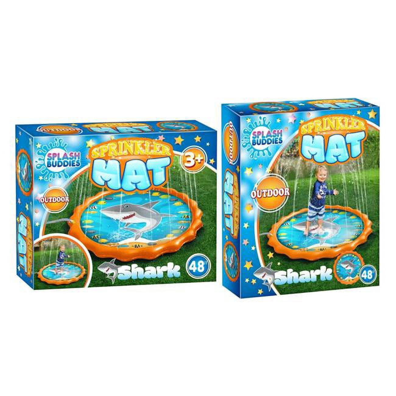 Splash Buddies 48 in. Shark Sprinkler Spray Mat Kids Water Toys, Orange ...