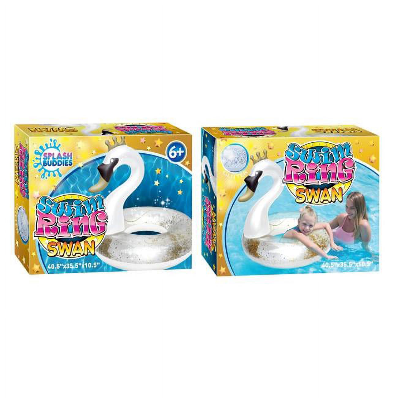 Splash Buddies BH86246S Kids Inflatable Glitter Swan Pool Float Ring ...