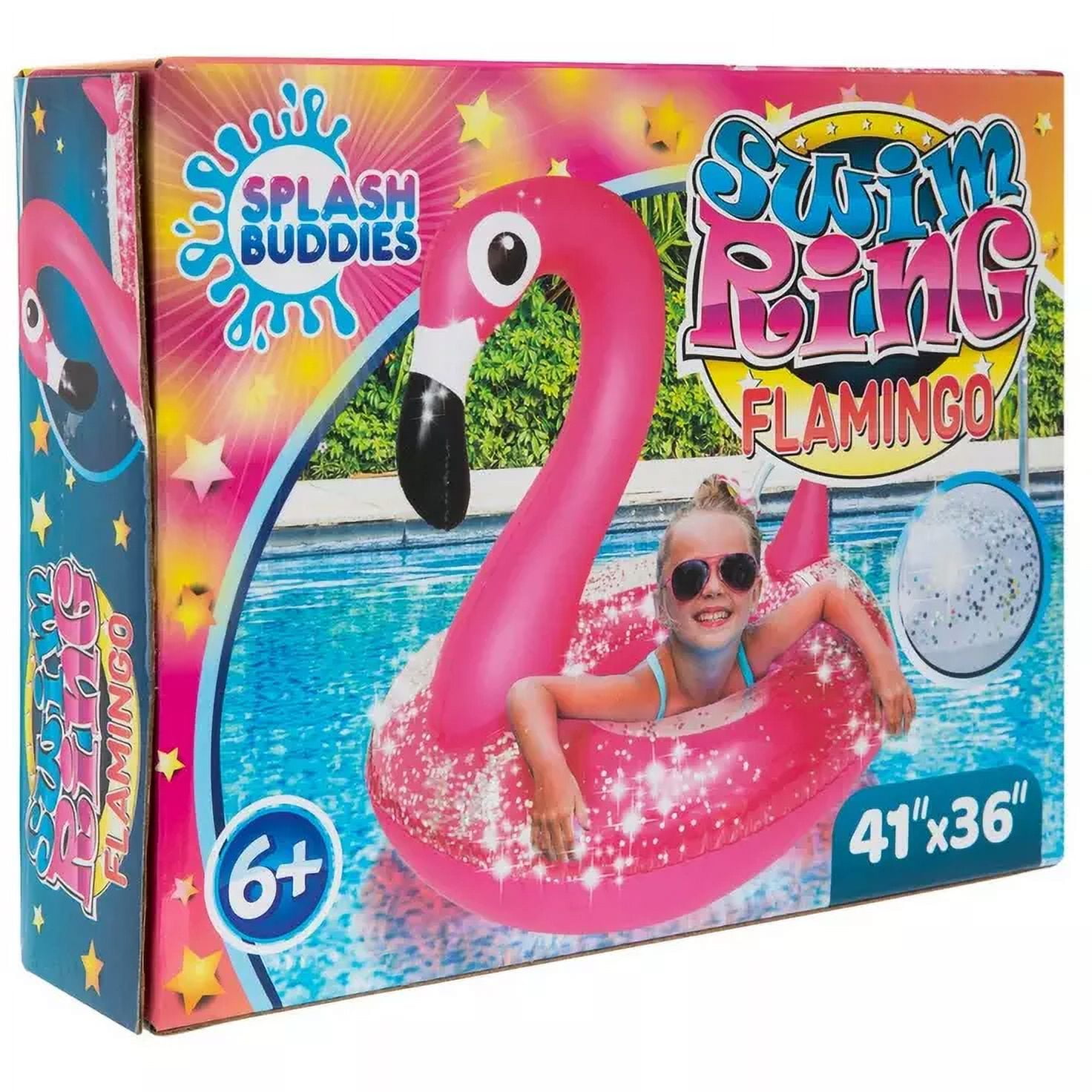 Splash Buddies Flamingo Glitter Swim Ring, 1 Count - Walmart.com