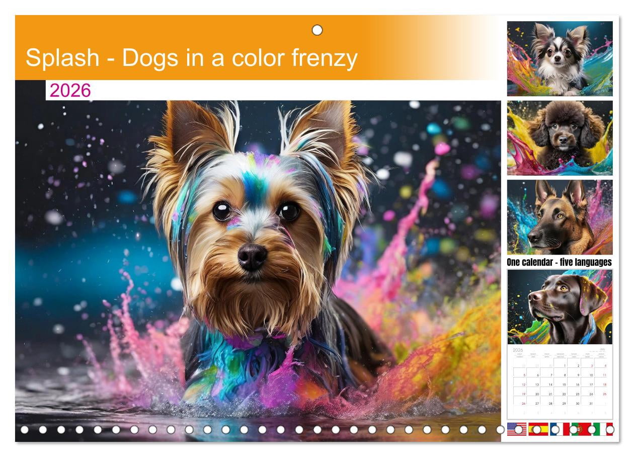 Splash - Dogs in a color frenzy (Monthly Wall Calendar 2026 16.5 x 23.4 ...