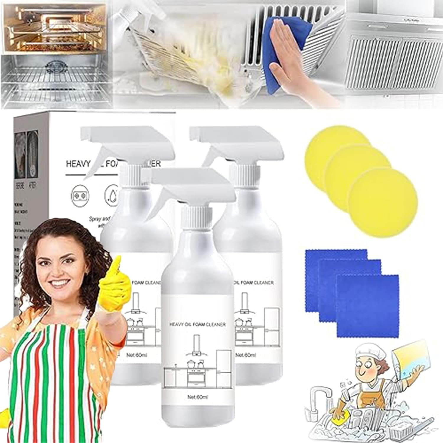 Splash-Foam Spray 60ml, All Purpose Cleaner with Spray Bottle & Tablets ...