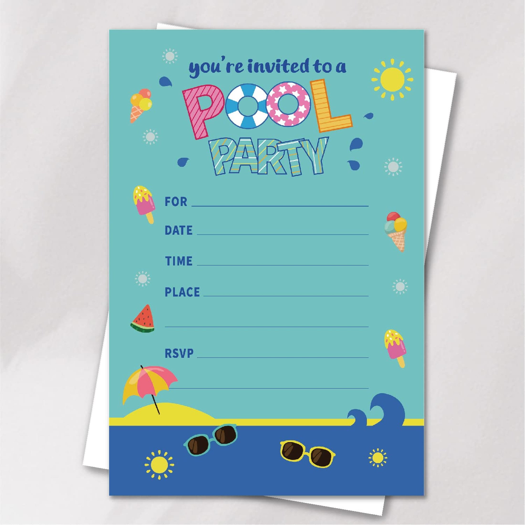 Splash into Fun Pool Party Invites - Double-Sided Summer Swim ...