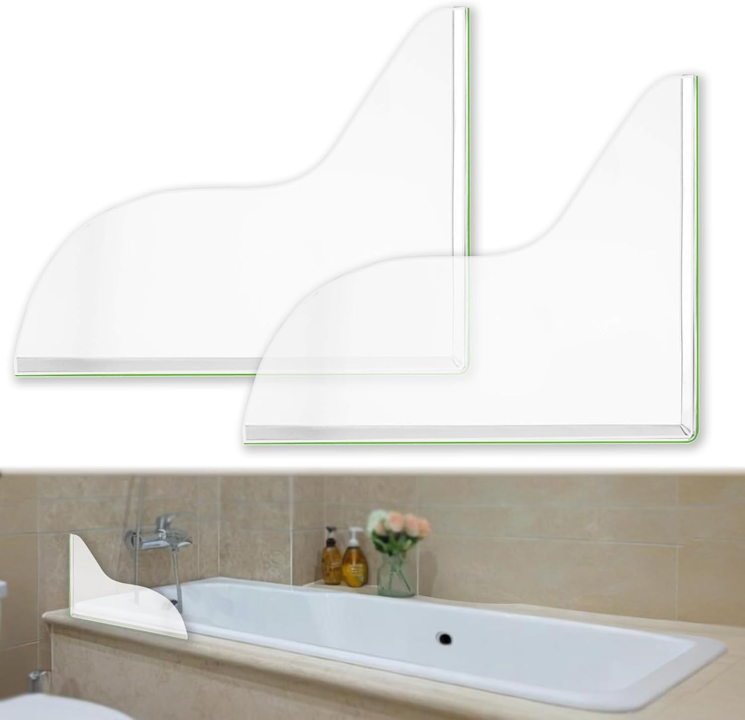 Splash Guard for Bathtub, Clear Bathtub Splash Guard Self-Adhesive ...