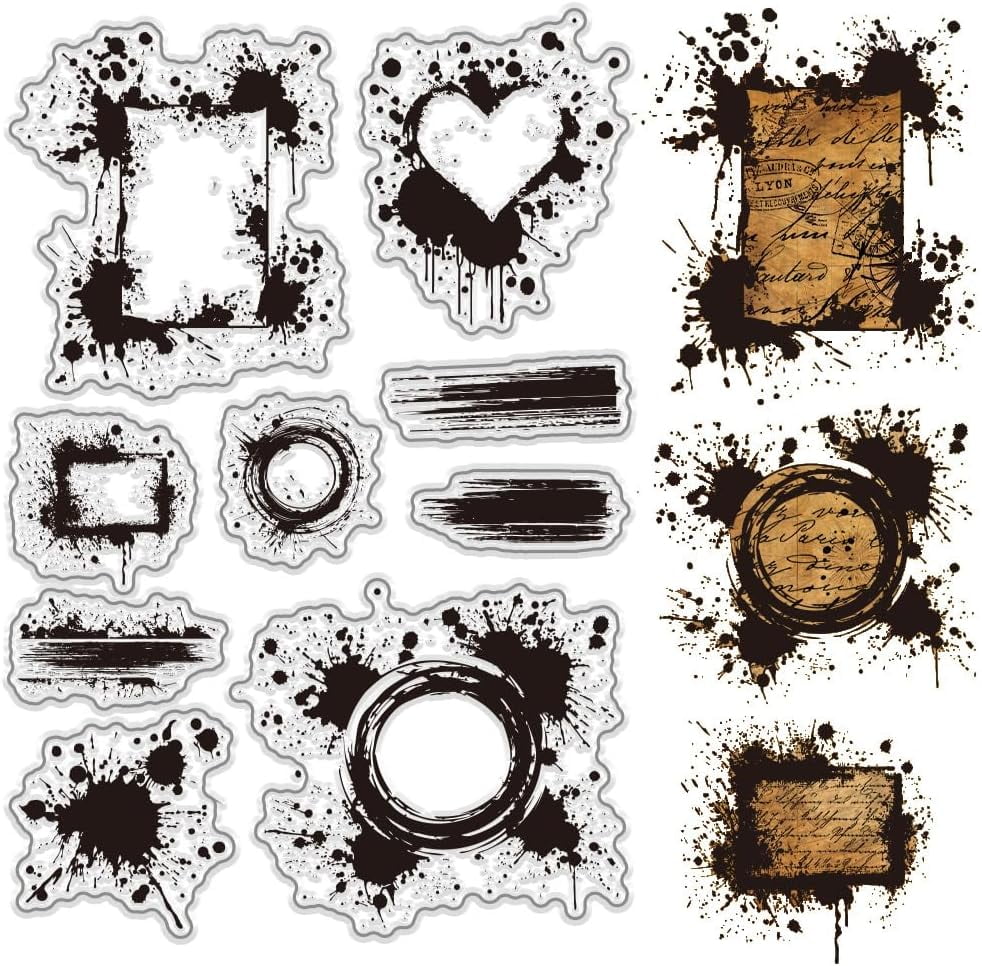 Splash Mark Clear Stamps Set 9pcs Graffiti Art Style Rubber Stamp ...