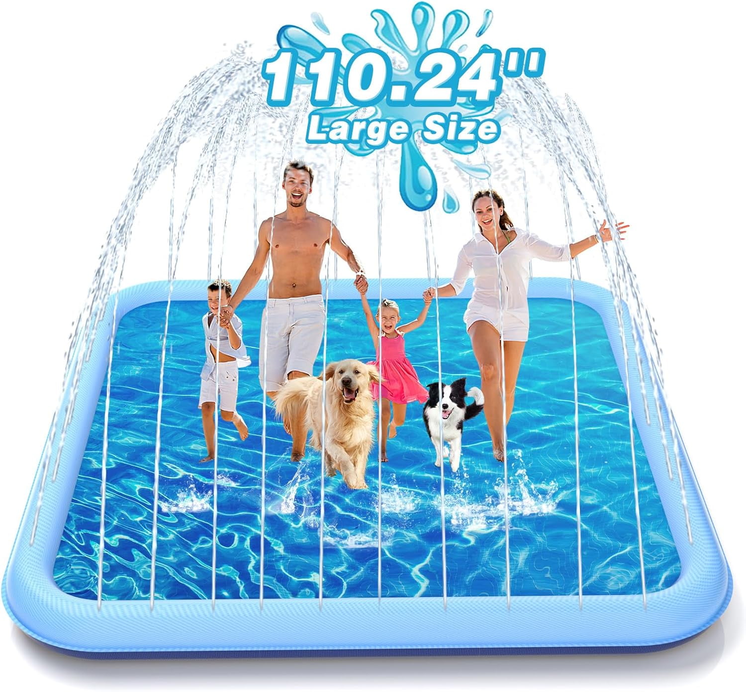 Splash Pad, 110.24" Size Extra Large Sprinkler Play Mat for Dogs & Kids ...