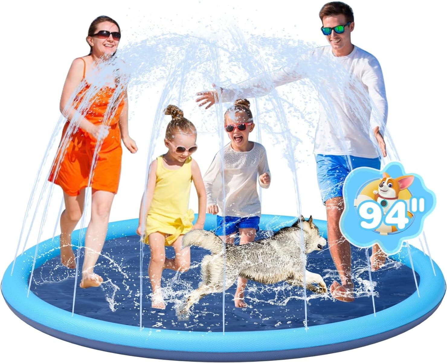 Splash Pad, 94" Non-Slip Large Sprinkler Splash Play Mat for Kids and ...