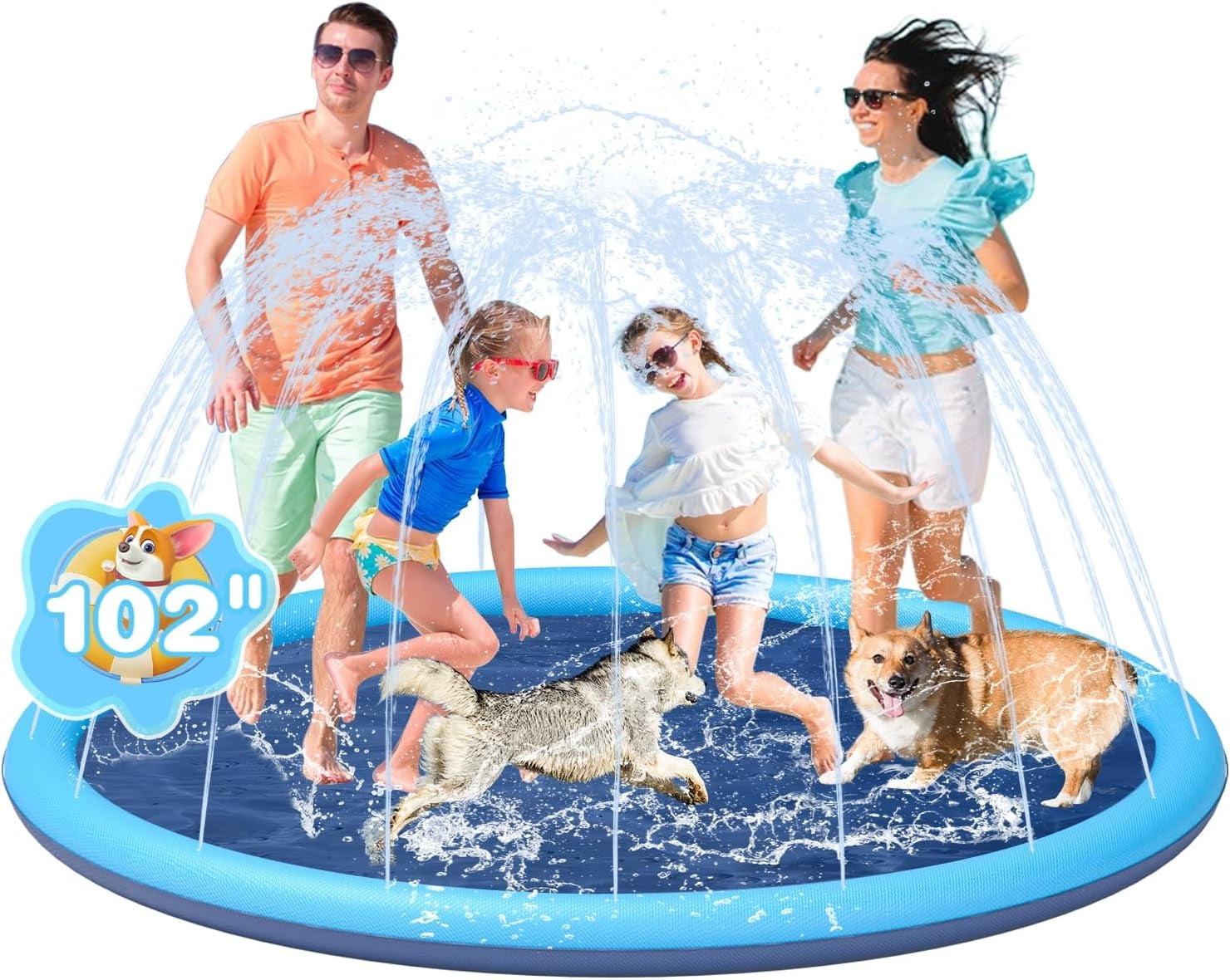 Splash Pad, 94" Non-Slip Large Sprinkler Splash Play Mat for Kids and ...