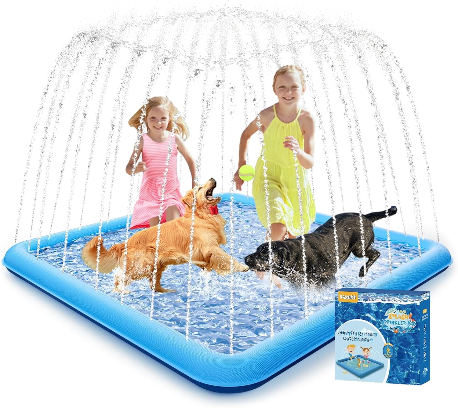 Splash Pad, 97"- 72" Non-Slip Splash Pad for Kids and Dogs, Thickened ...