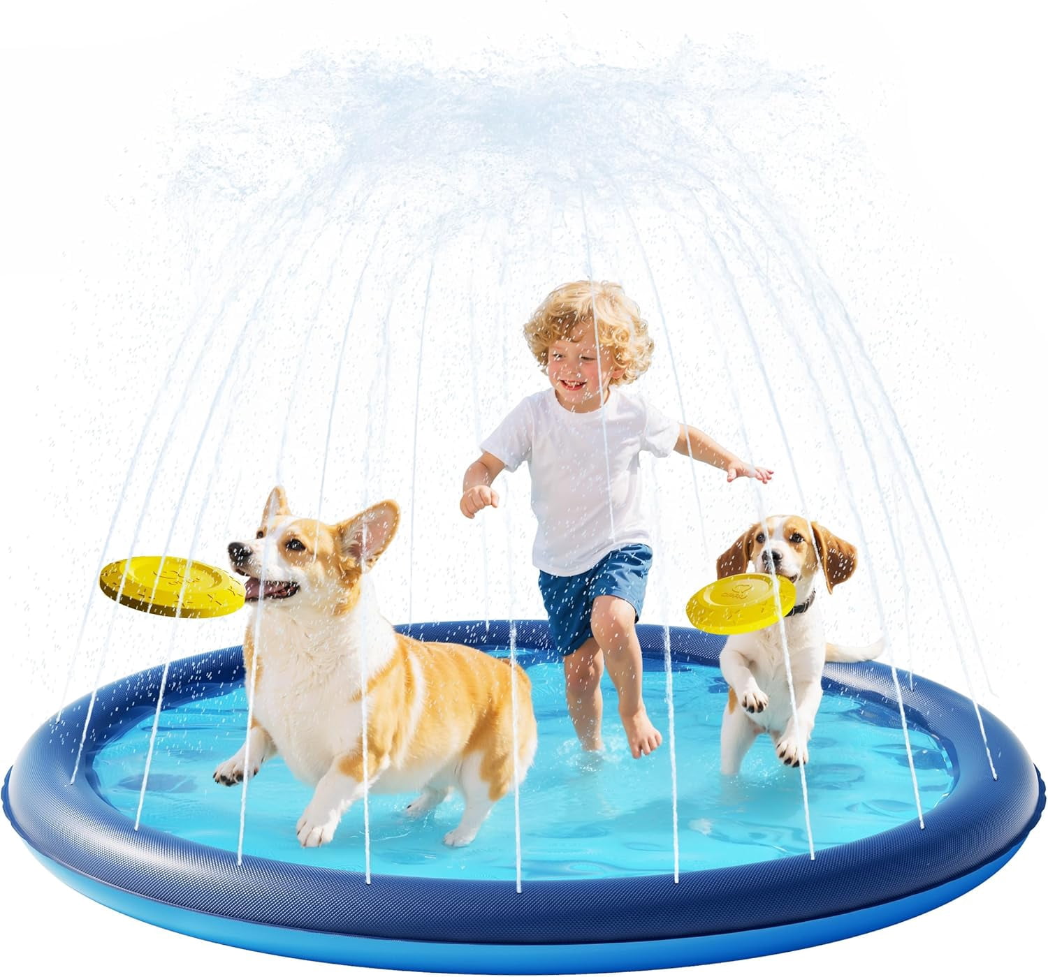Splash Pad with Flying Disc for Dogs & Kids – 67" Extra-Thick 0.52mm ...