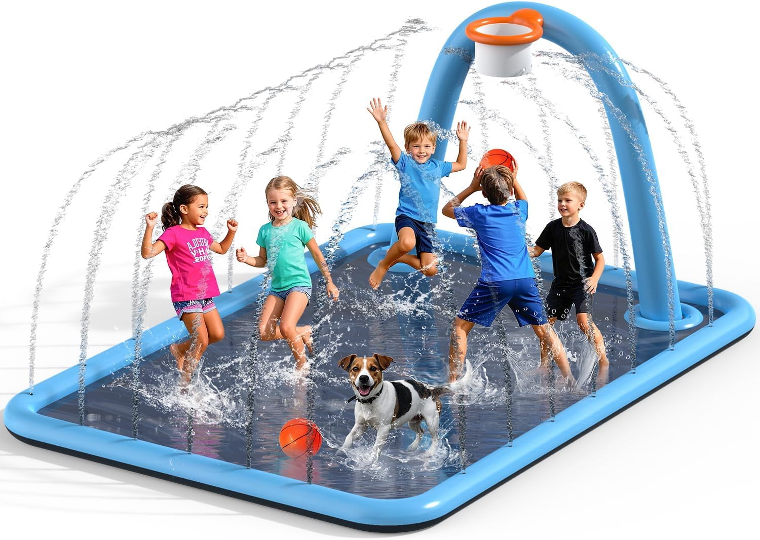 Splash Pad for Kids & Dogs, Octplay 102x87'' Large Sprinkler Pad with ...