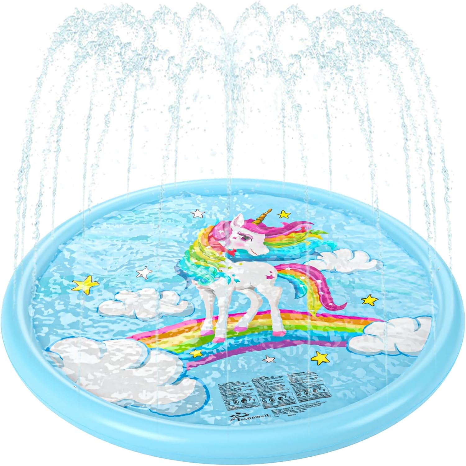 Splash Pad Sprinkler for Kids 60" Splash Play Mat Outdoor Water Toys Inflatable Splash Pad Baby ...