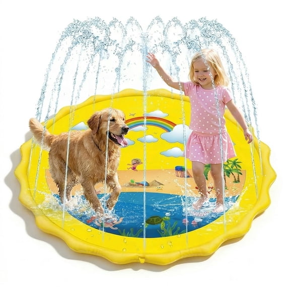"Movsou 67"" Pink Sprinkler Splash Pad: Summer Fun Water Play Mat for ...